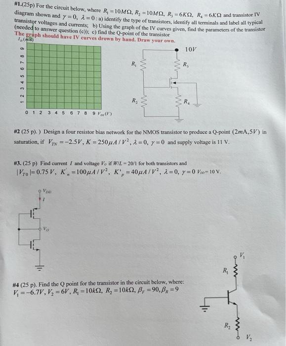 Solved \#1.(25p) For the circuit below, where | Chegg.com