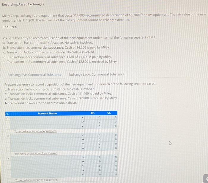 Solved help me solve for recording asset exchanges! i | Chegg.com