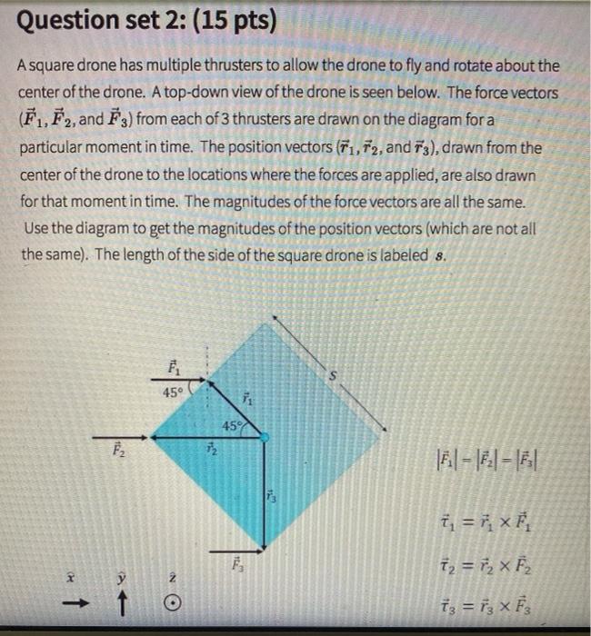 Solved Question set 2: (15 pts) A square drone has multiple | Chegg.com