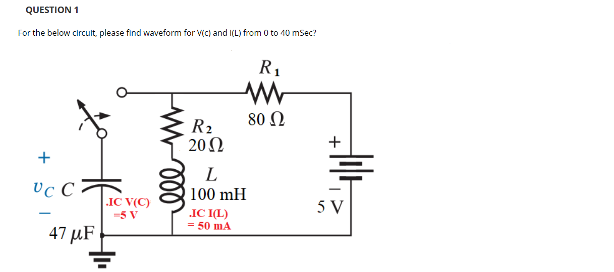Solved QUESTION 1For the below circuit, please find waveform | Chegg.com