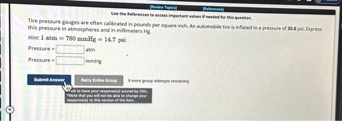 Solved Tire pressure gauges are often calibrated in pounds | Chegg.com