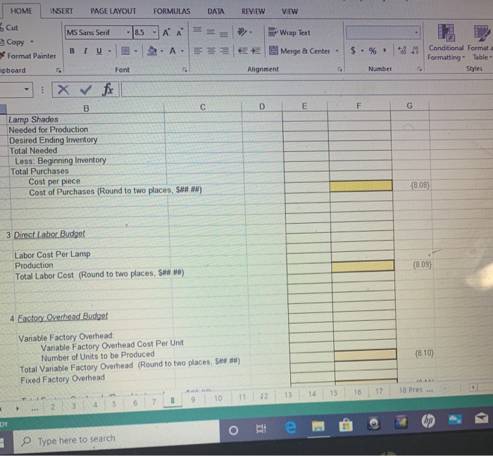 Solved FILE HOME INSERT PAGE LAYOUT FORMULAS DATA Cut -10A | Chegg.com