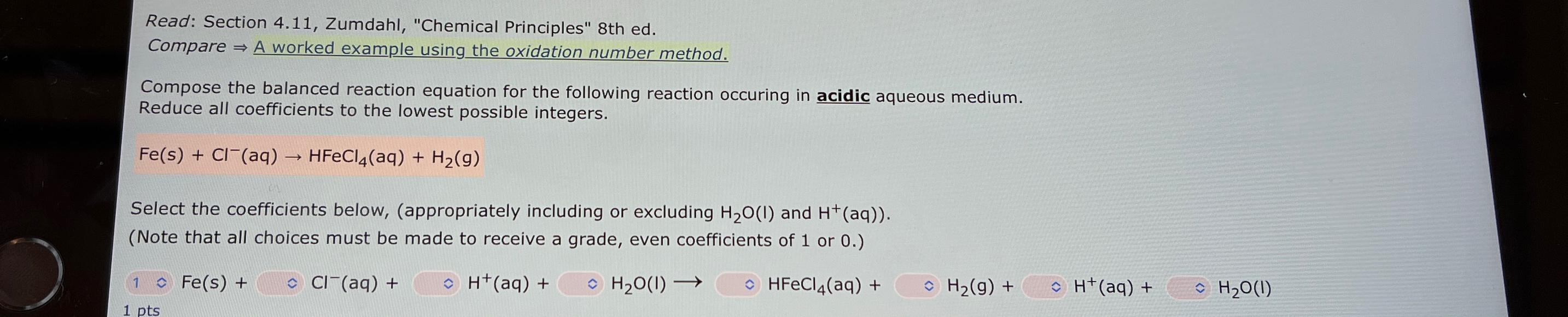 Solved Read: Section 4.11, ﻿Zumdahl, "Chemical Principles" | Chegg.com