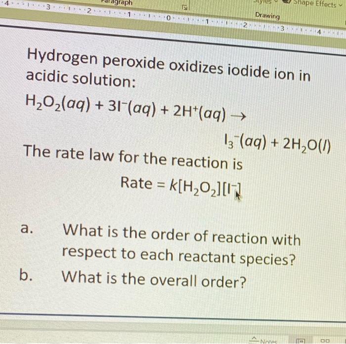 Solved Hydrogen peroxide oxidizes iodide ion in acidic | Chegg.com