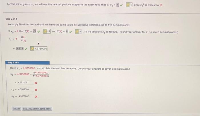 For the initial guess x0, we will use the nearest | Chegg.com