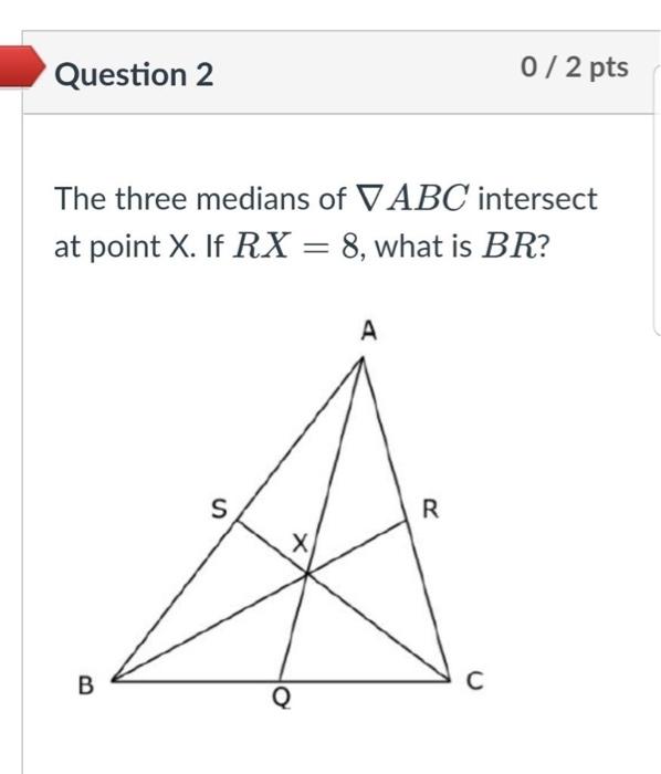 Solved Question 2 0/2 pts The three medians of VABC | Chegg.com
