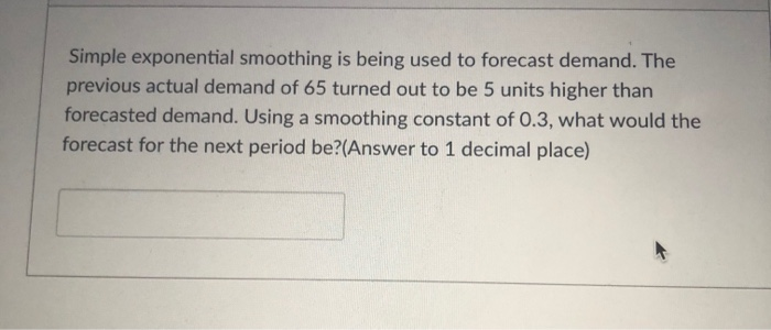 Solved Simple exponential smoothing is being used to | Chegg.com