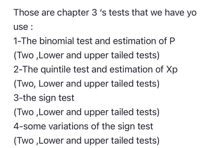 Solved Those are chapter 3 's tests that we have y use : | Chegg.com