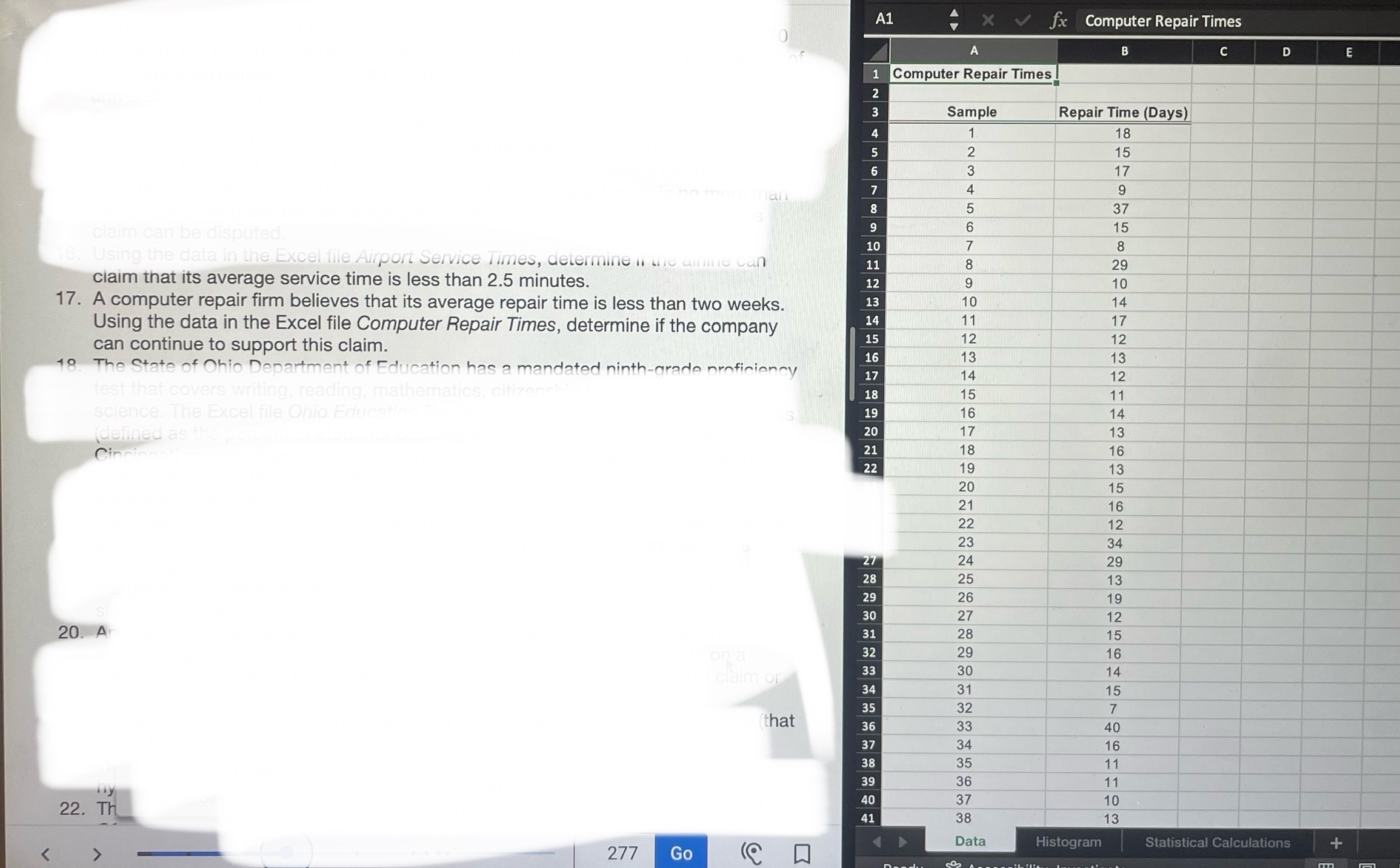Solved Answer 17 ﻿how you would in excel | Chegg.com