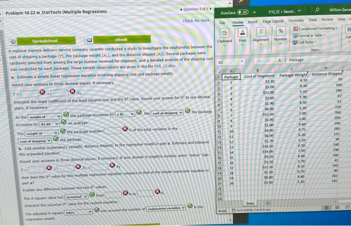 Solved Problem 10-22 w StatTools (Multiple Regression) As | Chegg.com