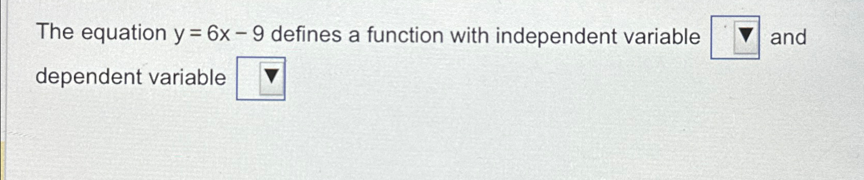 Solved The equation y=6x-9 ﻿defines a function with | Chegg.com
