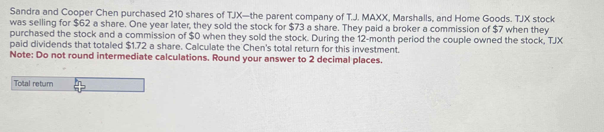 Solved Sandra and Cooper Chen purchased 210 ﻿shares of | Chegg.com