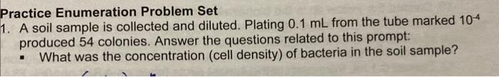 Solved Practice Enumeration Problem Set 1. A soil sample is | Chegg.com