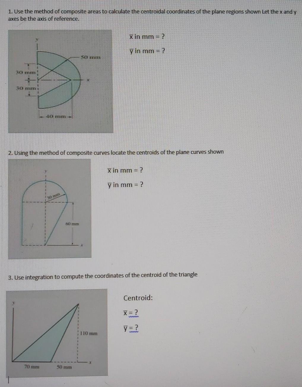 Solved 1. Use the method of composite areas to calculate the | Chegg.com