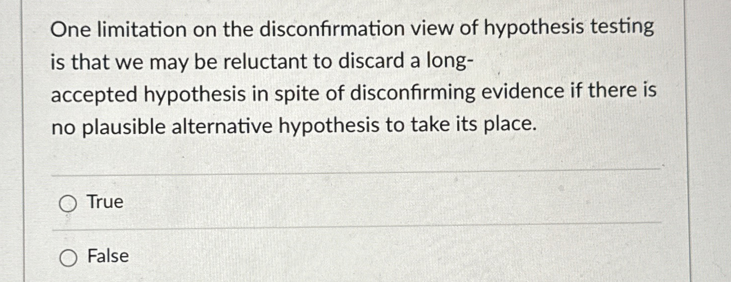 One limitation on the disconfirmation view of | Chegg.com
