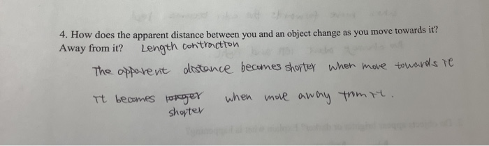 Solved 4. How does the apparent distance between you and an | Chegg.com