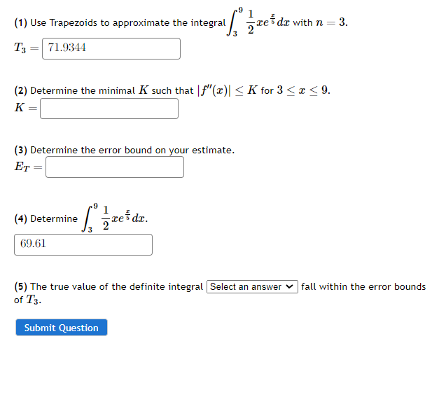Solved (1) ﻿Use Trapezoids to approximate the integral | Chegg.com