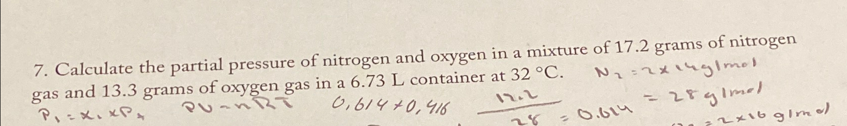 Solved Calculate the partial pressure of nitrogen and oxygen | Chegg.com