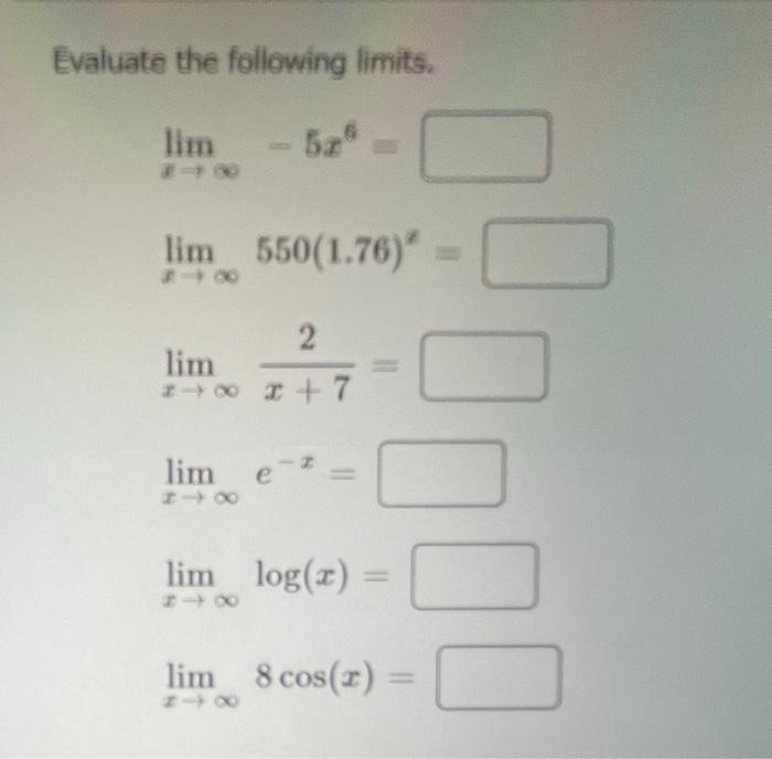 Solved Evaluate the following limits. | Chegg.com