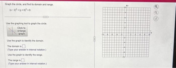 Solved Graph the circle, and find its domain and range. | Chegg.com