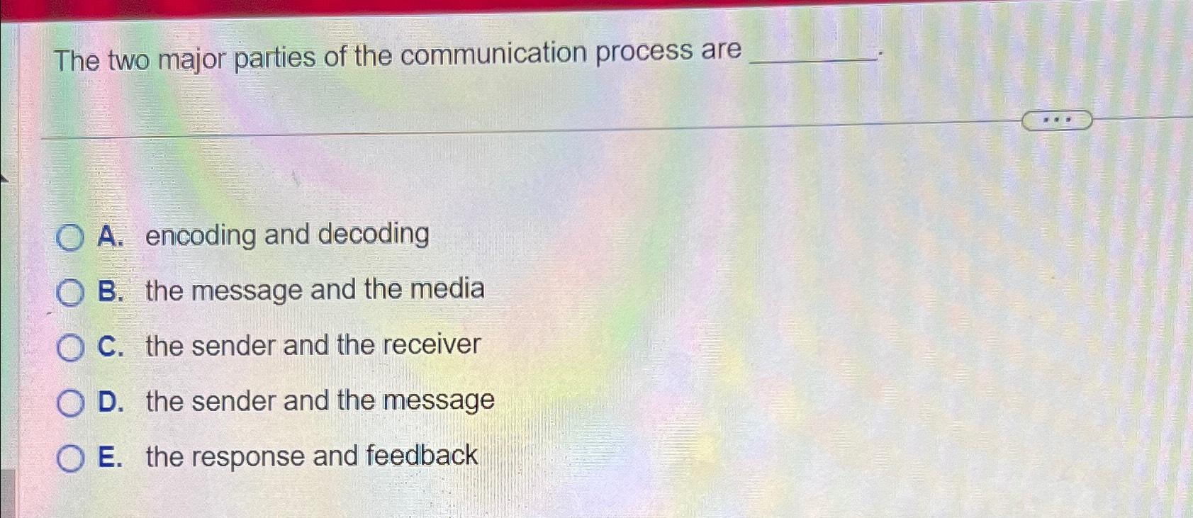 Solved The two major parties of the communication process | Chegg.com