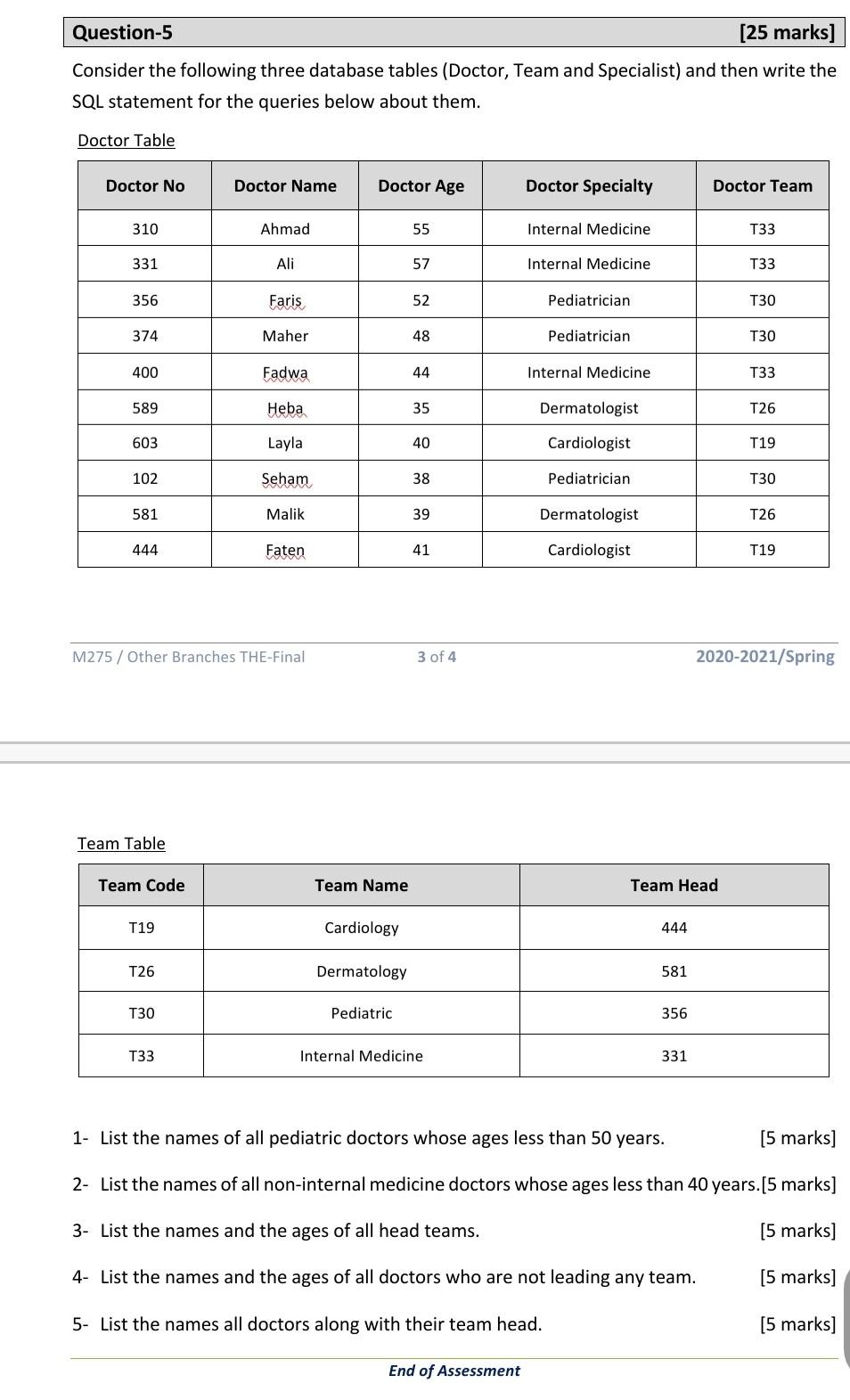 Solved Question-5 [25 marks] Consider the following three | Chegg.com