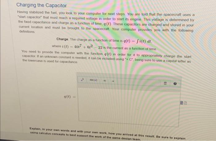 Solved Charging the Capacitor Having stablized the fuel, you | Chegg.com