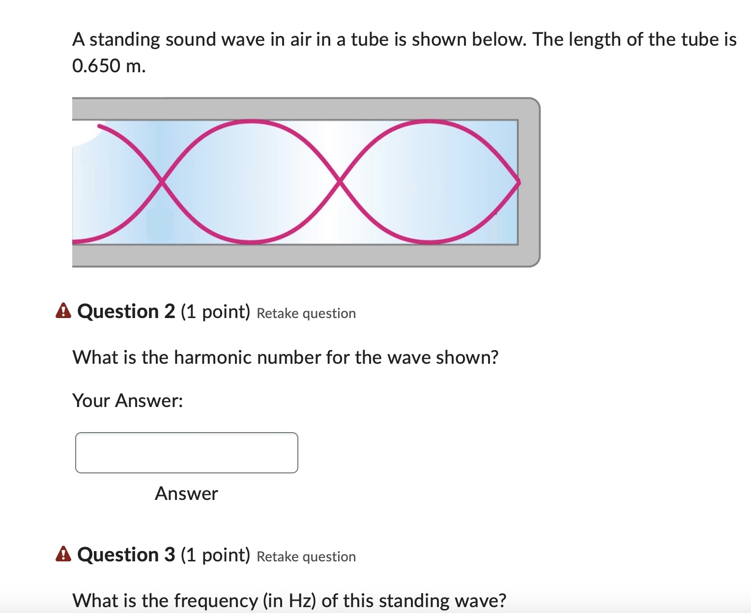 Solved A standing sound wave in air in a tube is shown | Chegg.com