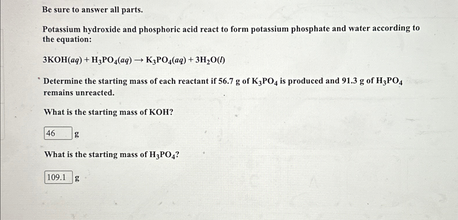 Solved Be sure to answer all parts.Potassium hydroxide and | Chegg.com