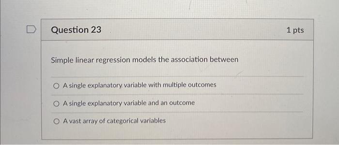 Solved Simple linear regression models the association | Chegg.com