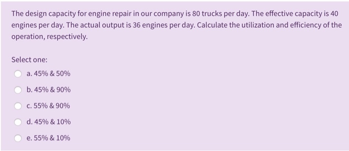 Solved The design capacity for engine repair in our company | Chegg.com