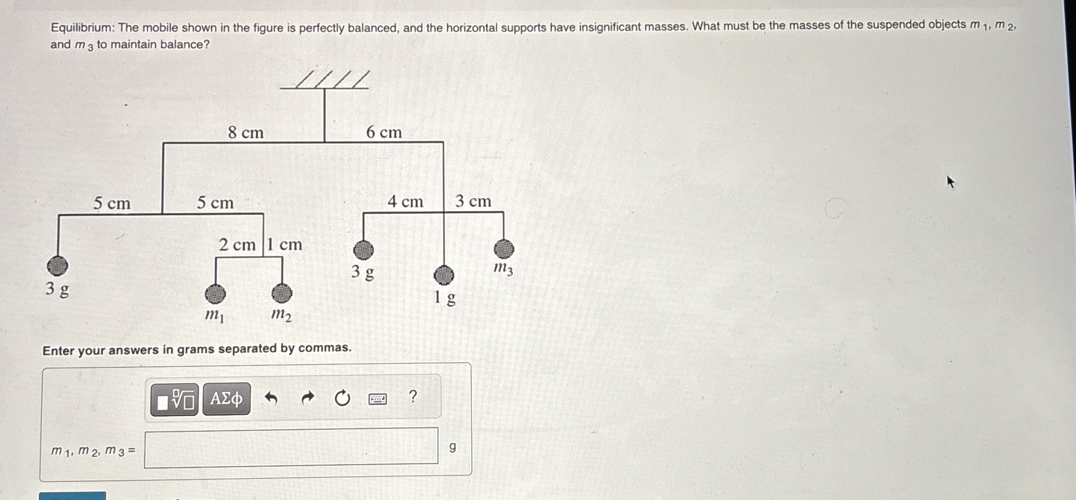 Solved Equilibrium: The mobile shown in the figure is | Chegg.com