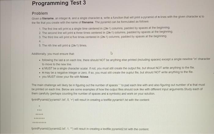 Solved Problem Given a filename, an integer n, and a single | Chegg.com Solved Problem Given a filename, an integer n, and a single | Chegg.com