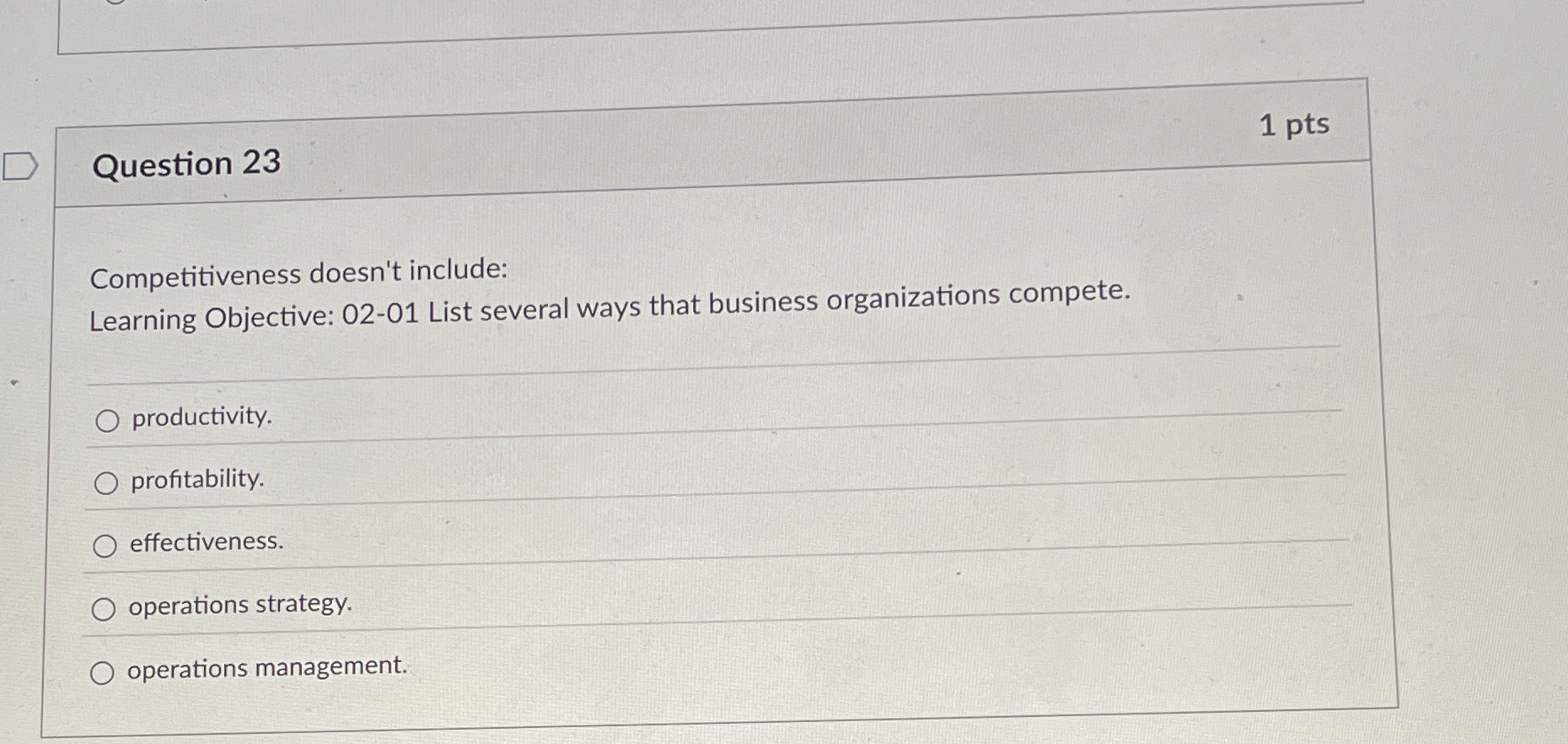 Solved Question 23Competitiveness doesn't | Chegg.com