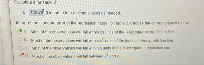 Solved Calculate SSE for Table 1 SSE= 1.8250 (Round to four | Chegg.com