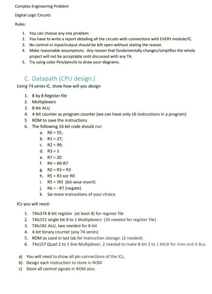 Complex Engineering Problem Digital Logic | Chegg.com