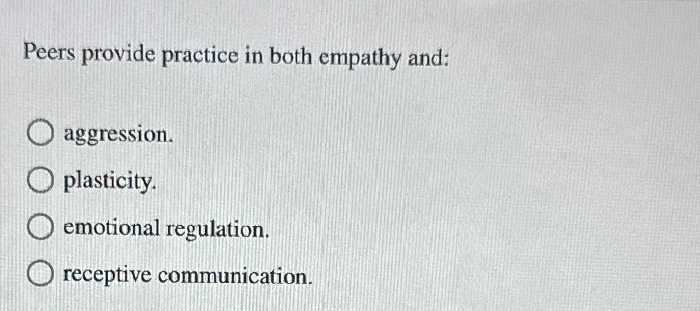 Solved Peers provide practice in both empathy | Chegg.com