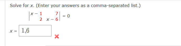 Solved Solve for x. (Enter your answers as a comma-separated | Chegg.com