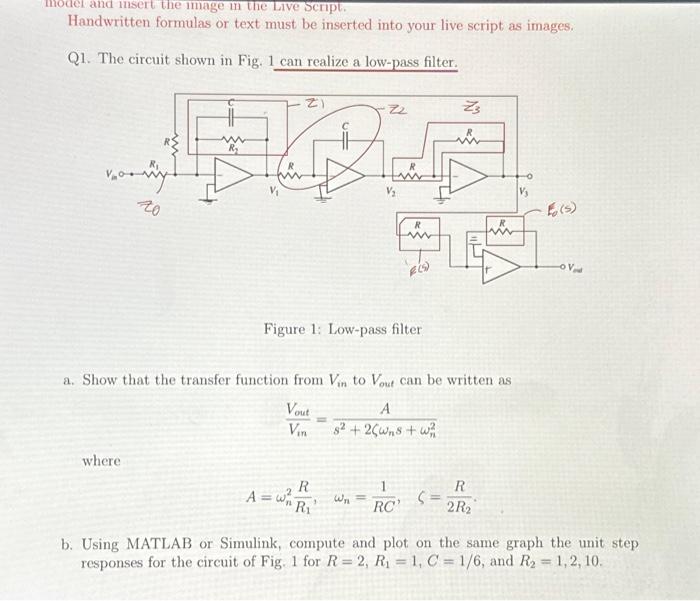 Solved model and insert the image in the Live Script. | Chegg.com