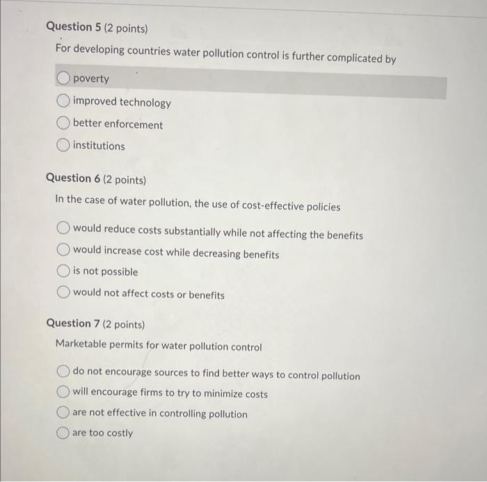 Solved Issues with water pollution generally arise because | Chegg.com