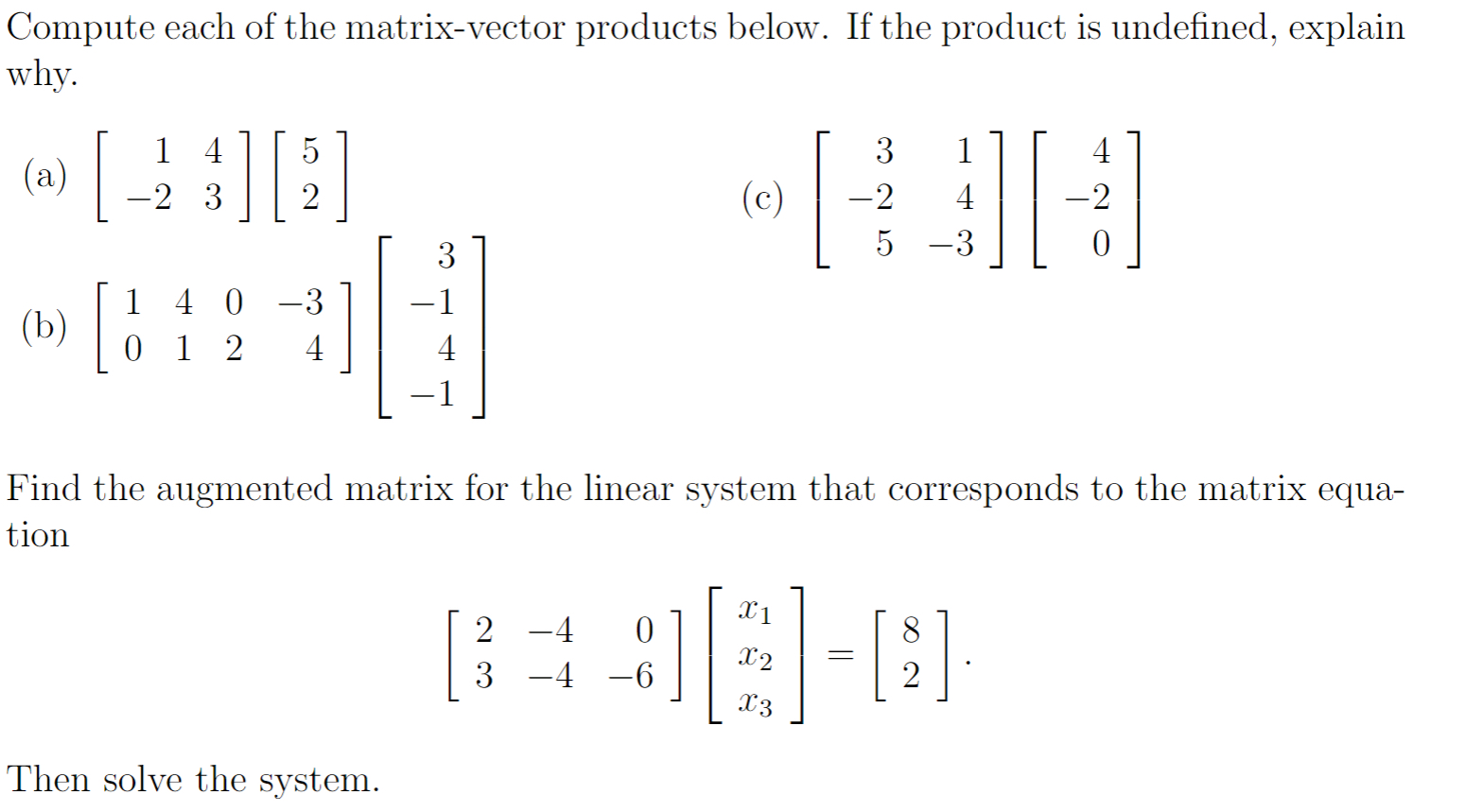 Solved Compute each of the matrix-vector products below. If | Chegg.com