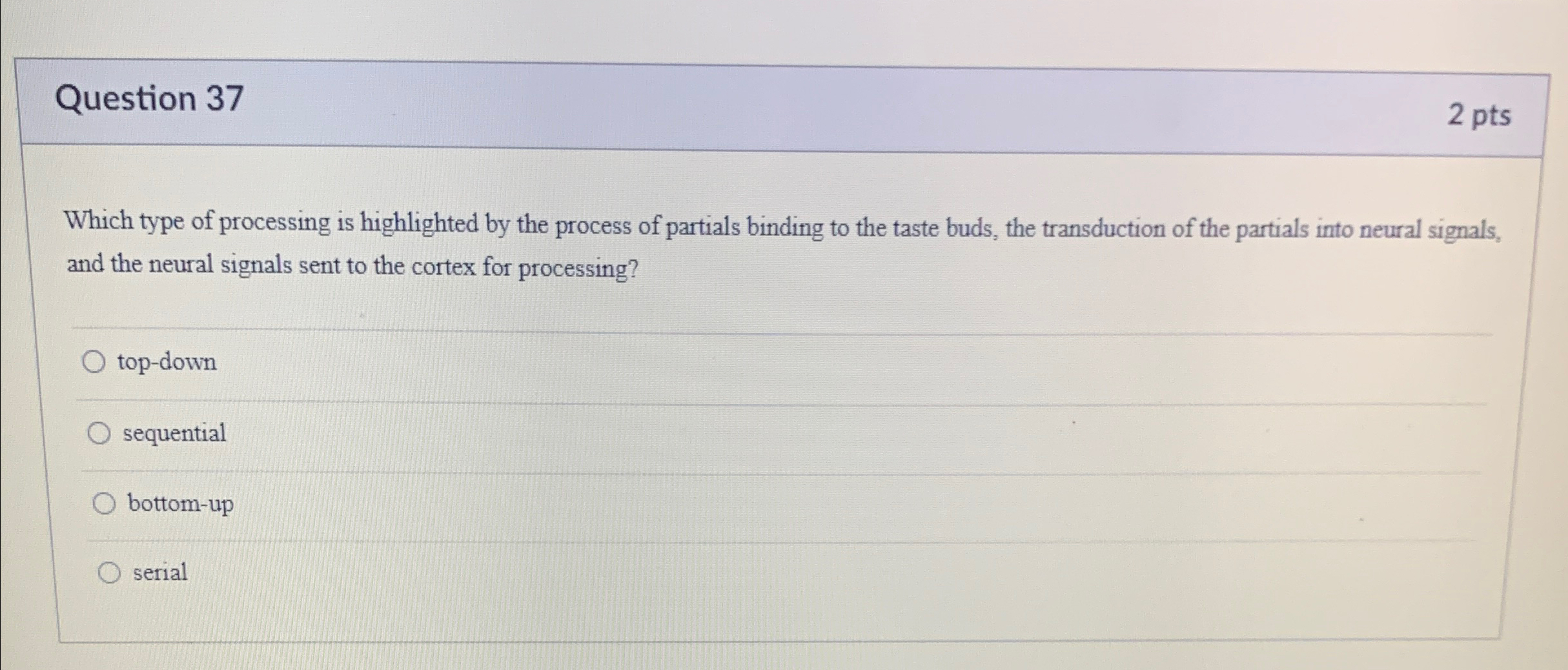 Solved Question 372 ﻿ptsWhich type of processing is | Chegg.com