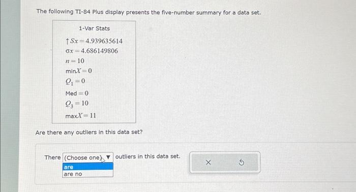 Solved The following TI-84 Plus display presents the | Chegg.com
