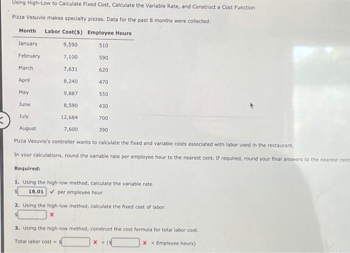 Solved Using High-Low to Calculate Fixed Cost Calculate the | Chegg.com