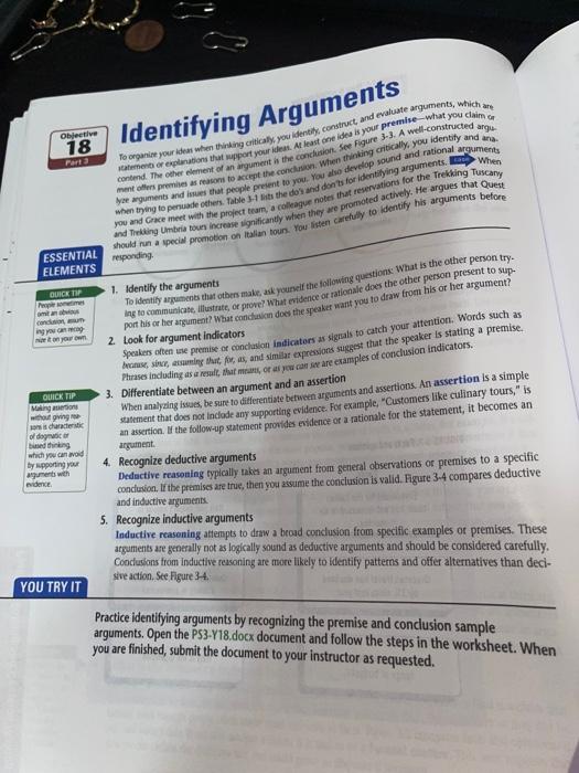Identifying Argumi To idenitily arwumene that other | Chegg.com