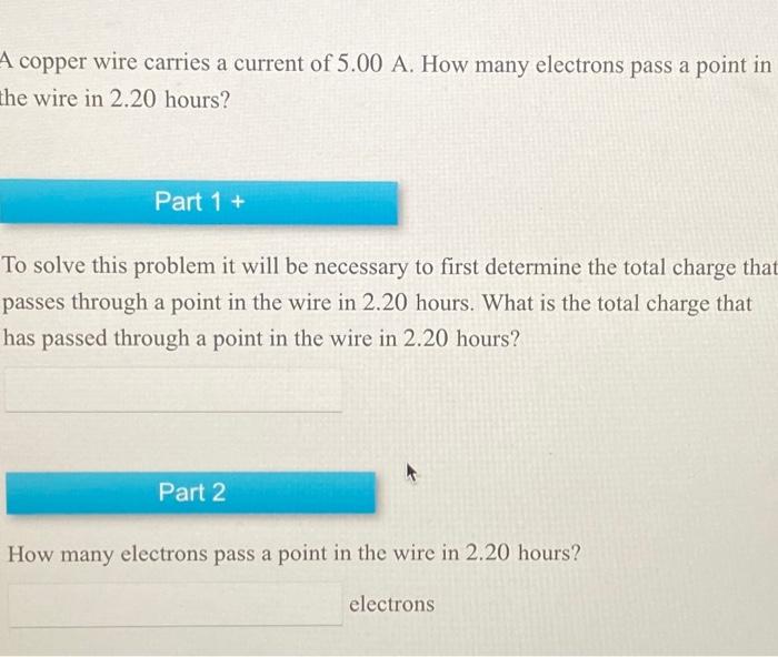 Solved A copper wire carries a current of 5.00 A. How many | Chegg.com