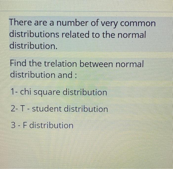 Solved There are a number of very common distributions | Chegg.com