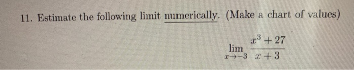 Solved 11. Estimate the following limit numerically. (Make a | Chegg.com