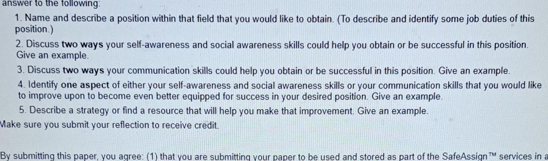 1. Name and describe a position within that field | Chegg.com