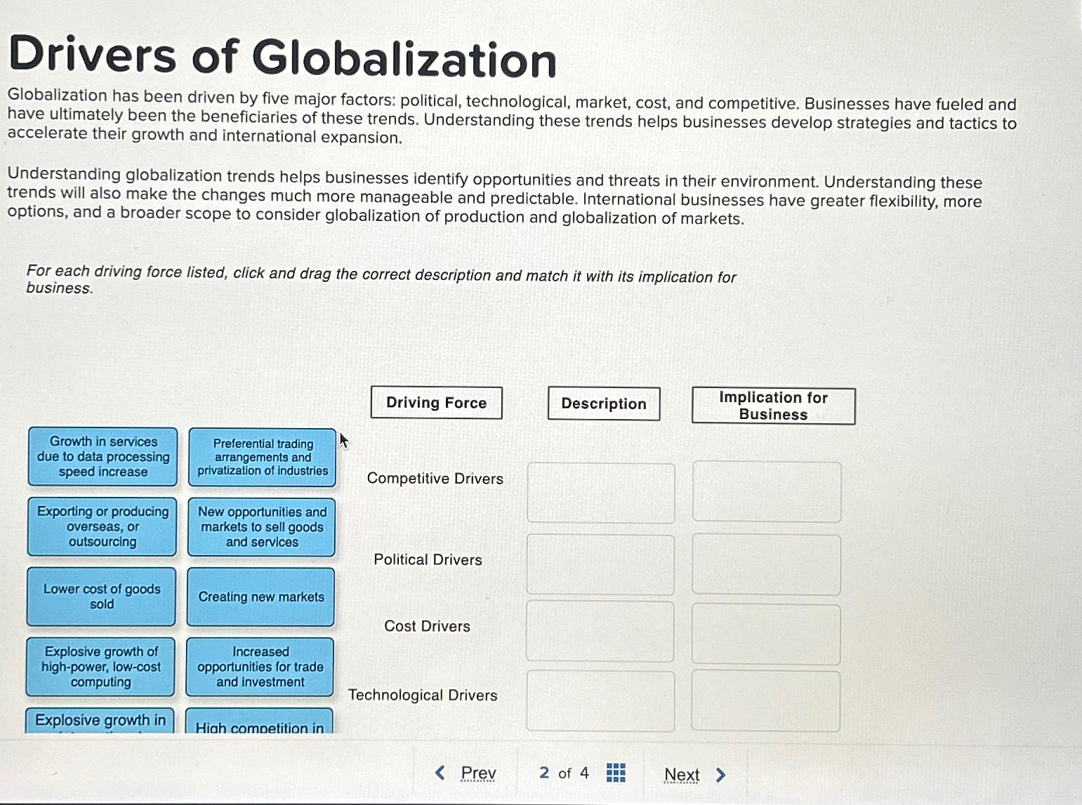 Solved Drivers of GlobalizationGlobalization has been driven | Chegg.com